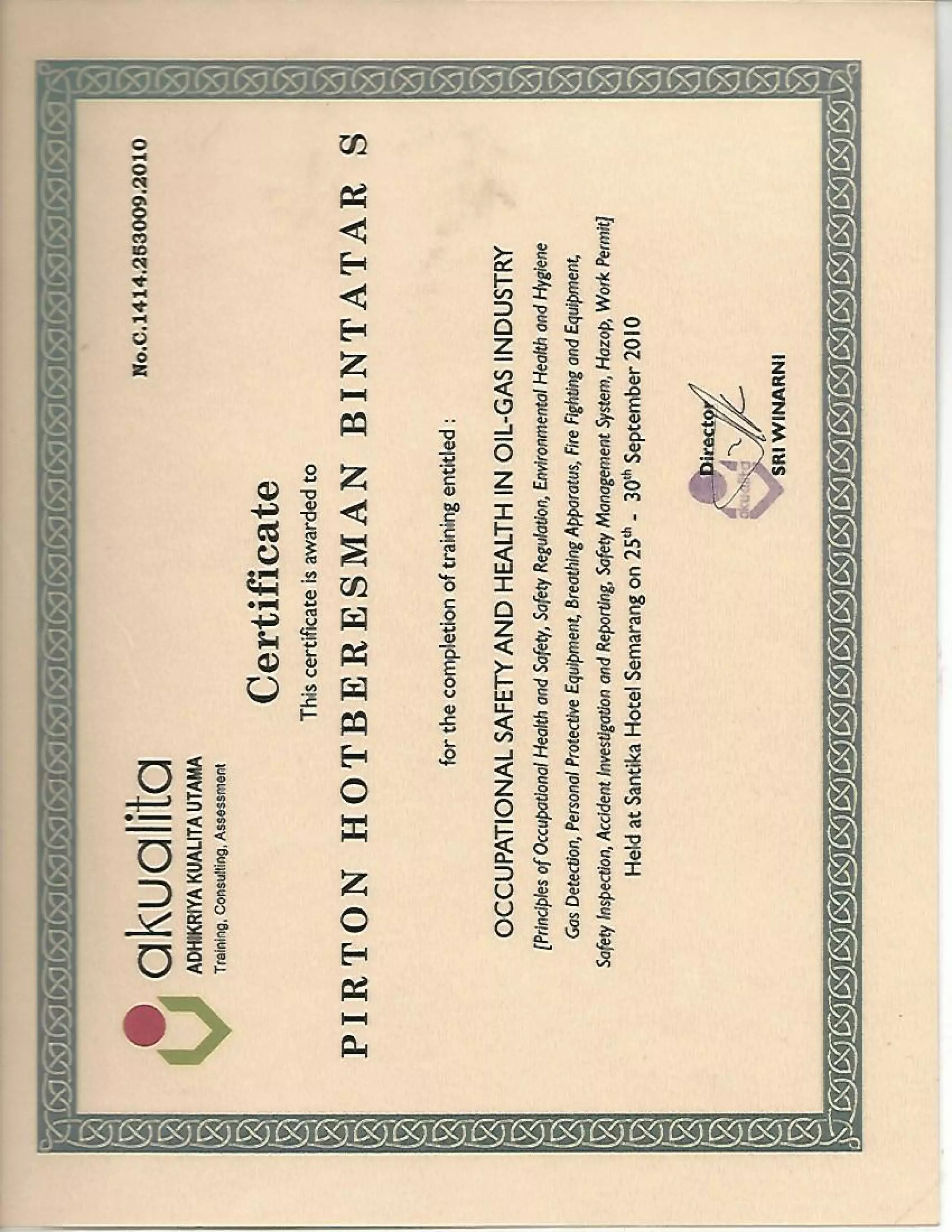 certificate safety oil and gas | PDF