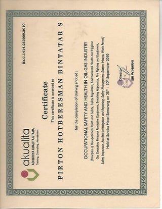 certificate safety oil and gas | PDF