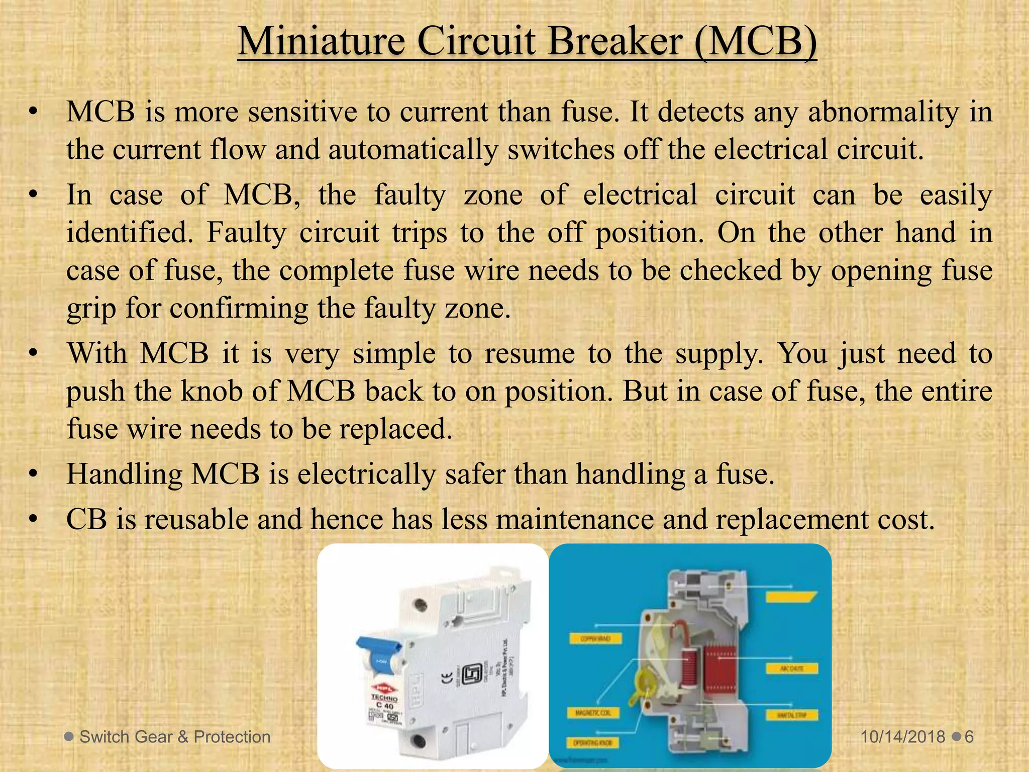 Switch Gear & Protection (conventional circuit breaker) | PPTX | Chemistry | Science