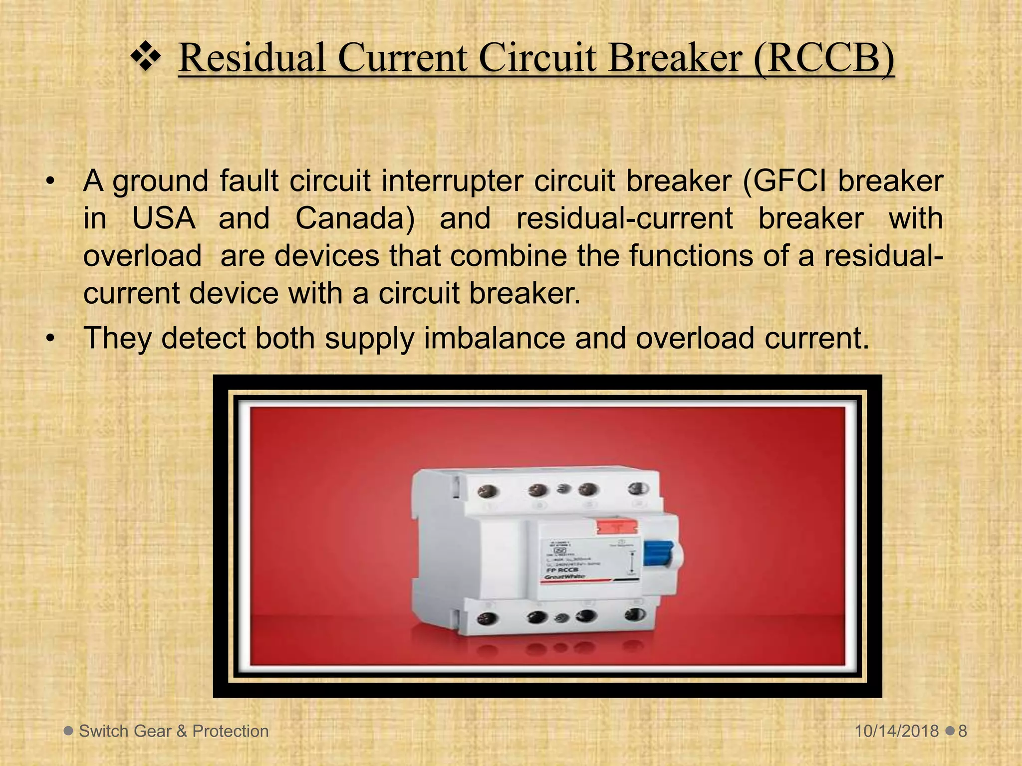 Switch Gear & Protection (conventional circuit breaker) | PPTX | Chemistry | Science