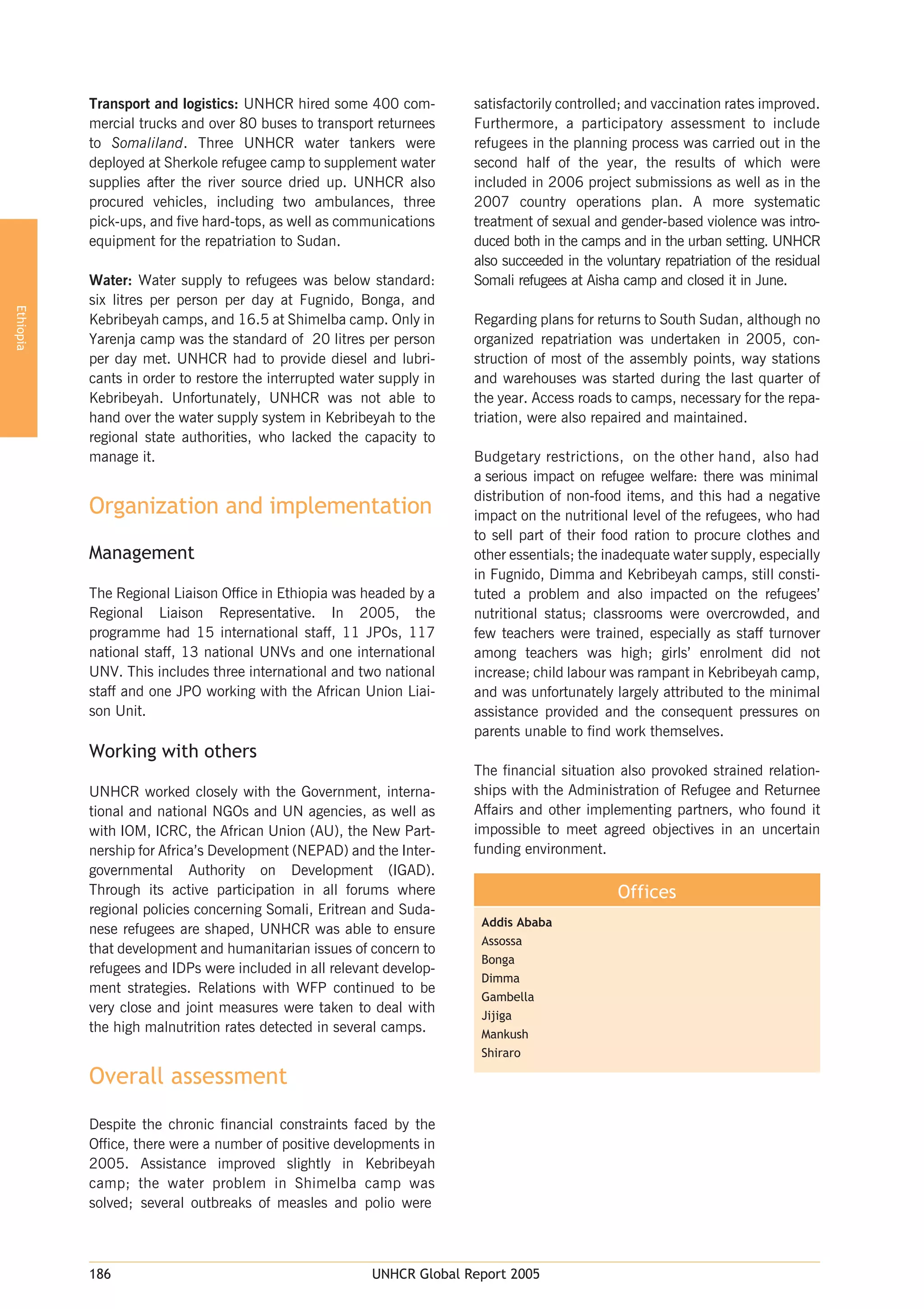 UNHCR Global Report 2005 - Ethiopia | PDF