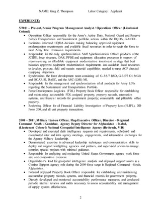 Thompson Greg Z Resume 29 February 16 | PDF