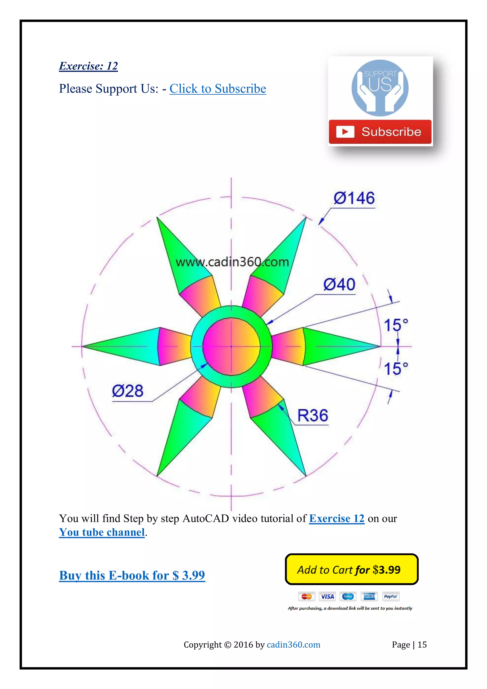 150 cad exercises & practice drawing | PDF