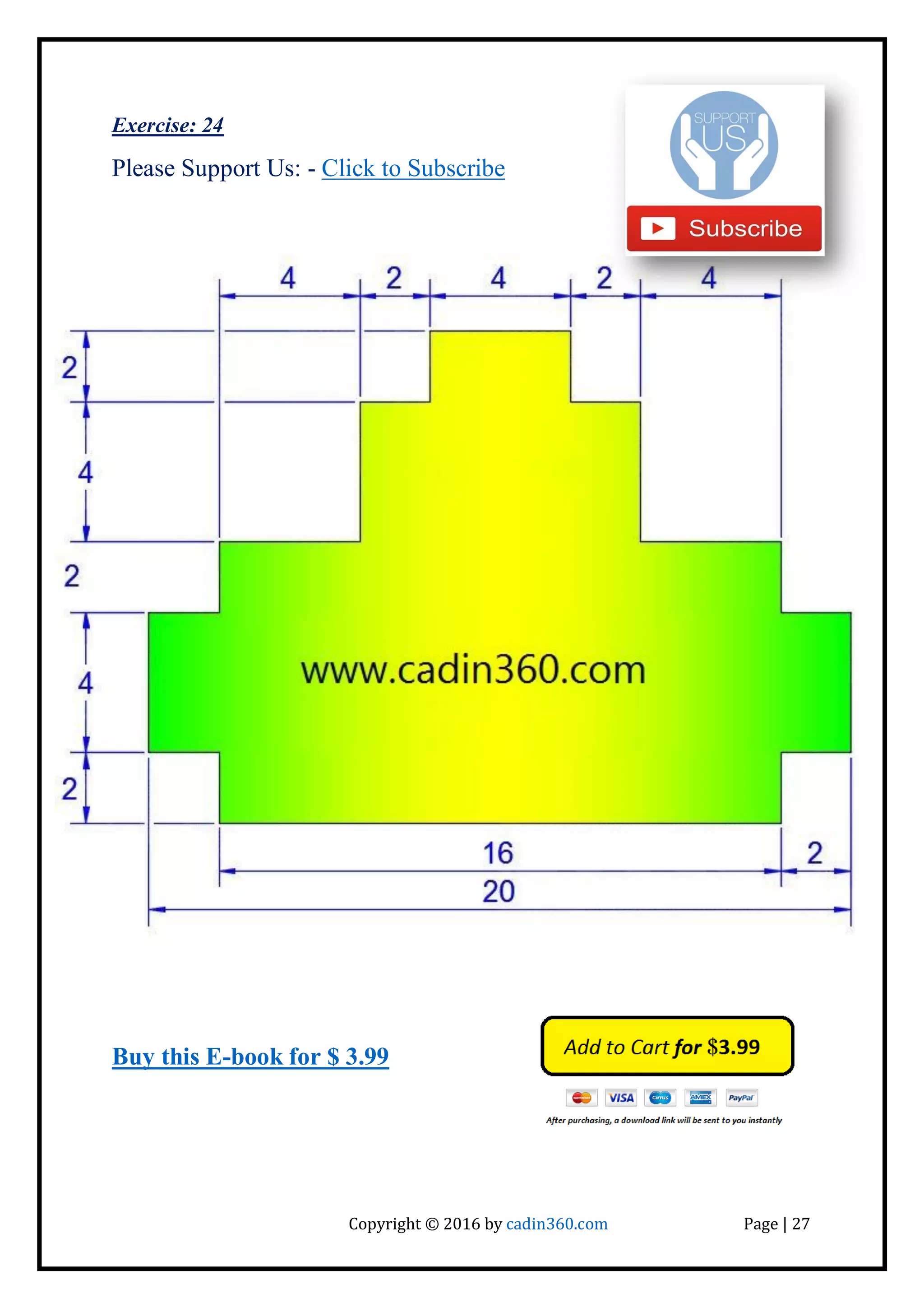 150 cad exercises & practice drawing | PDF
