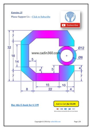 150 cad exercises & practice drawing | PDF