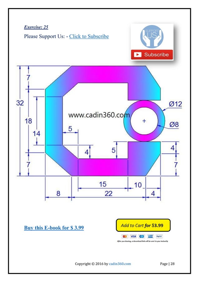 150 cad exercises & practice drawing | PDF | Technology & Computing