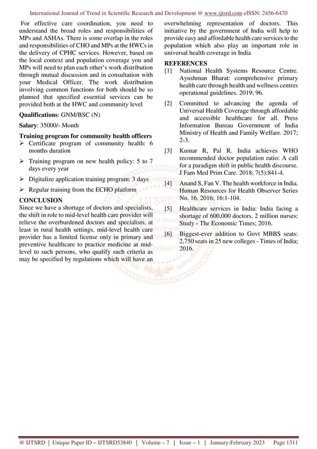 Community Health Officer CHO An Overview | PDF