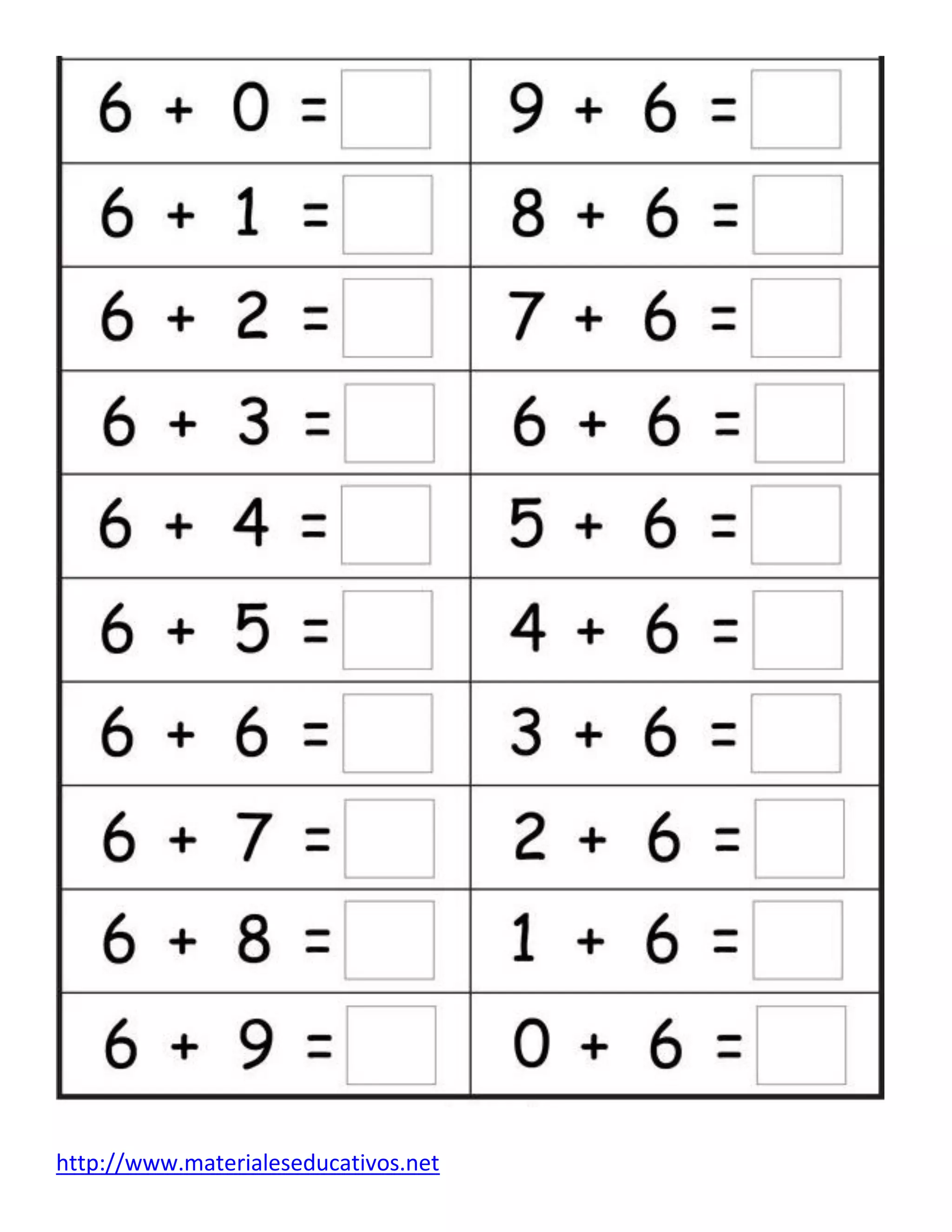 150 fichas de sumas y restas