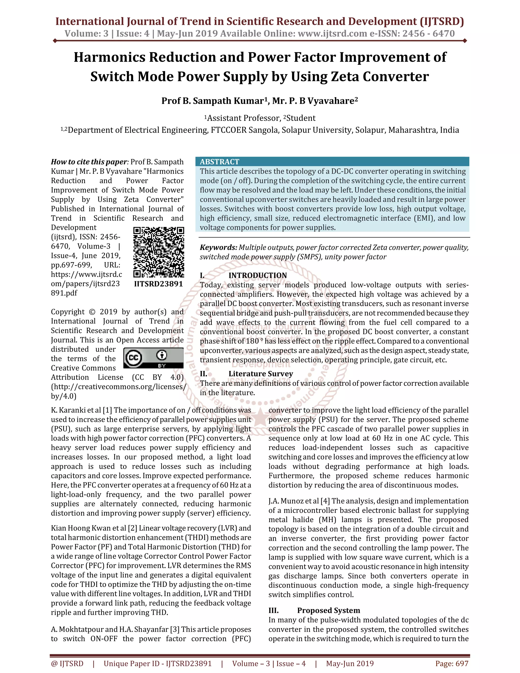 Harmonics Reduction and Power Factor Improvement of Switch Mode Power ...