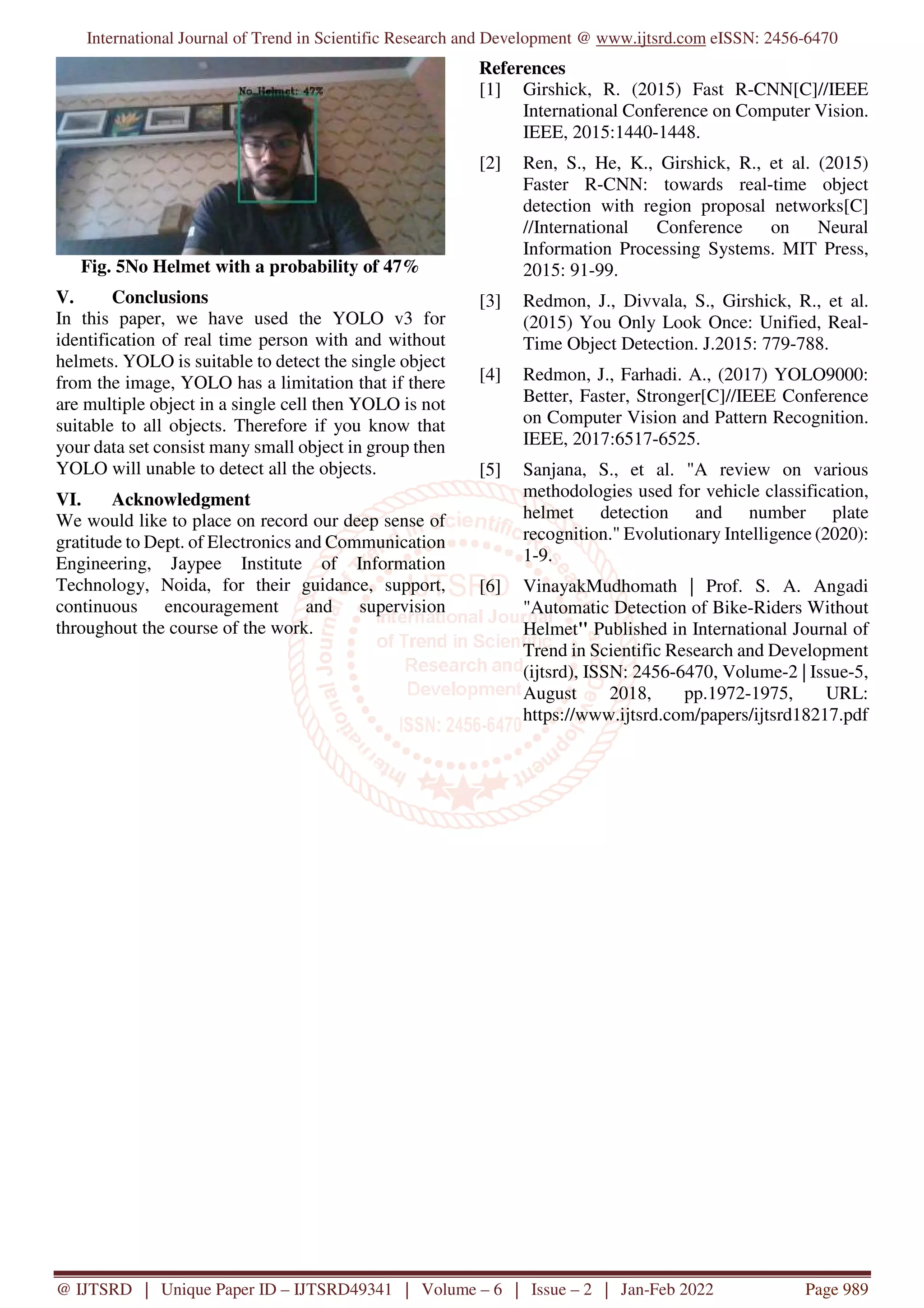 Helmet Detection Using Yolo V3 Technique | PDF | Photo Editing Software ...