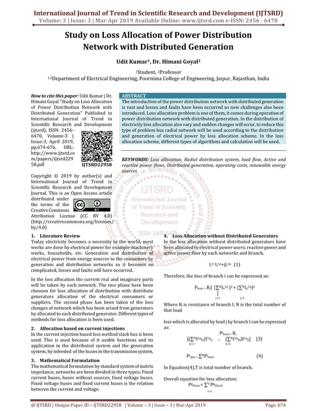 Study on Loss Allocation of Power Distribution Network with Distributed Generation | PDF | Gas ...