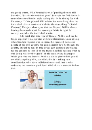 150 word response for EACH post POST ONEThe general will is .docx