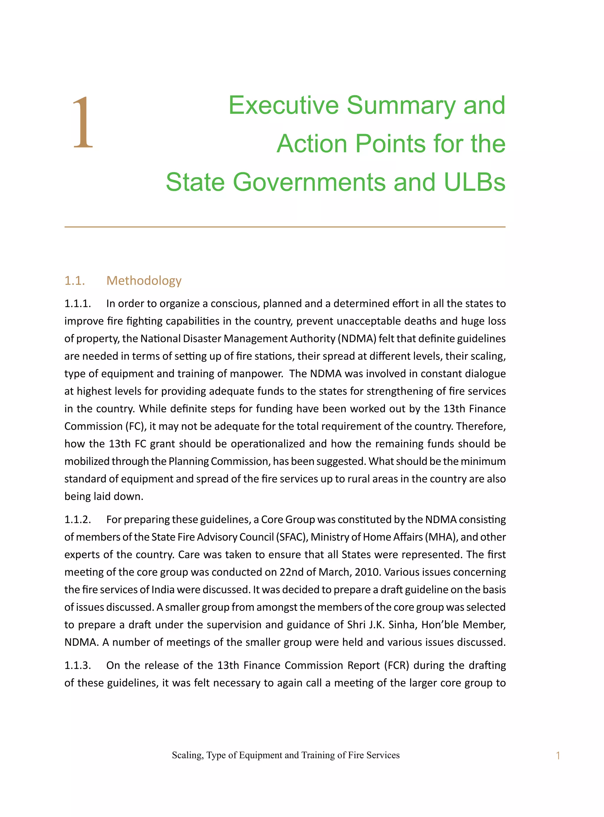 National Disaster Management Guidelines: Scaling, Type of Equipment and ...