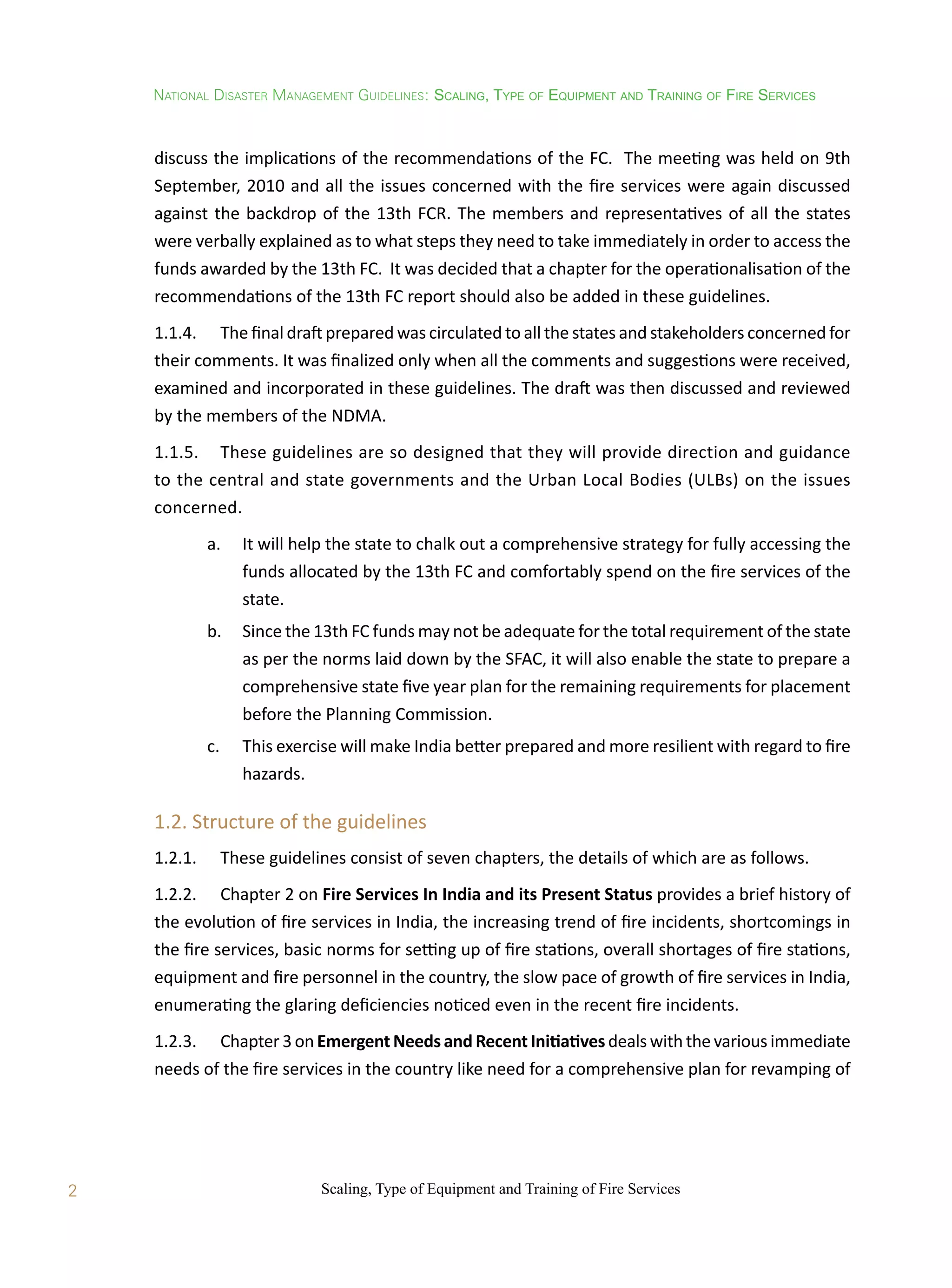 National Disaster Management Guidelines: Scaling, Type of Equipment and ...