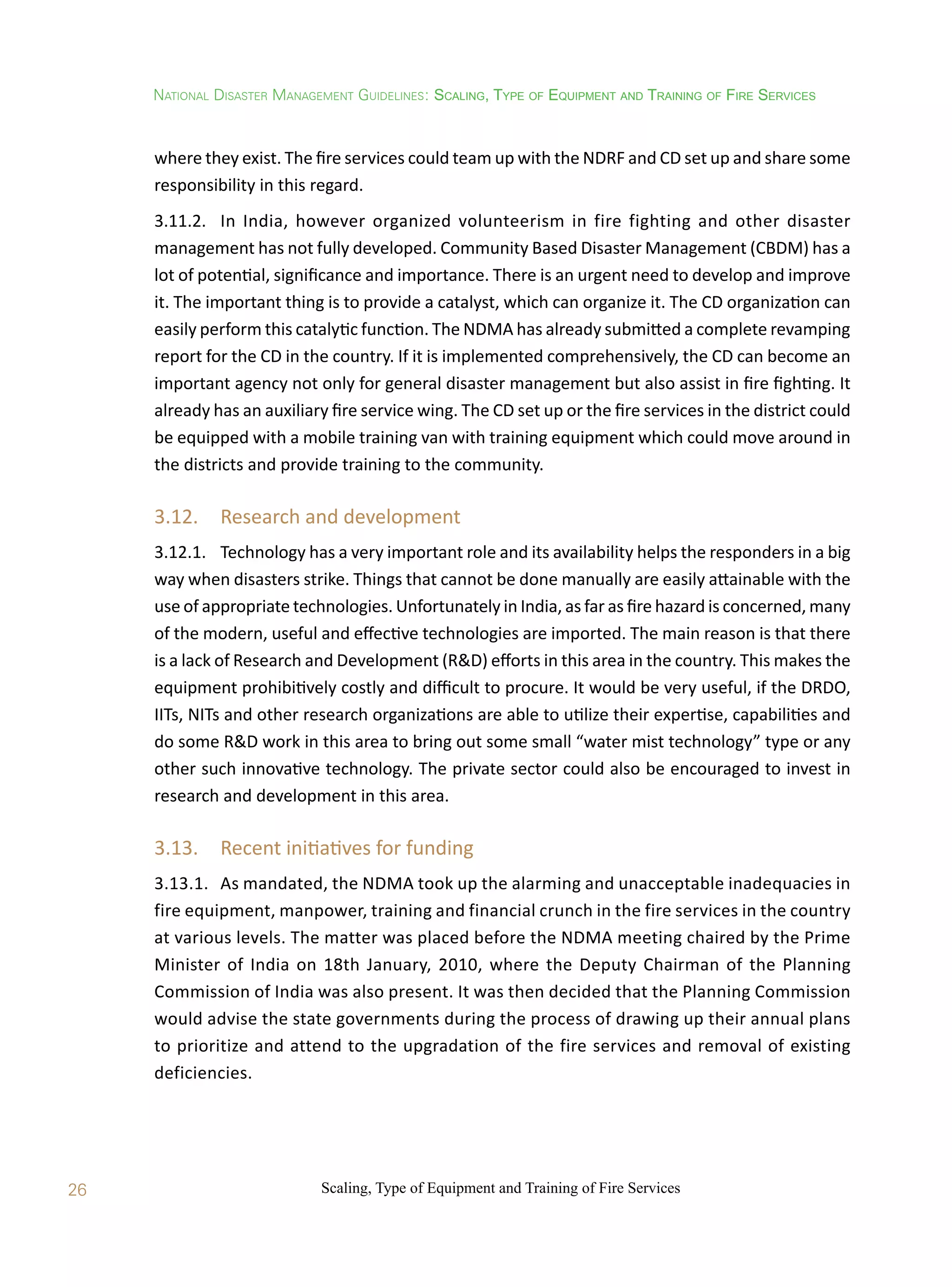 National Disaster Management Guidelines: Scaling, Type of Equipment and ...