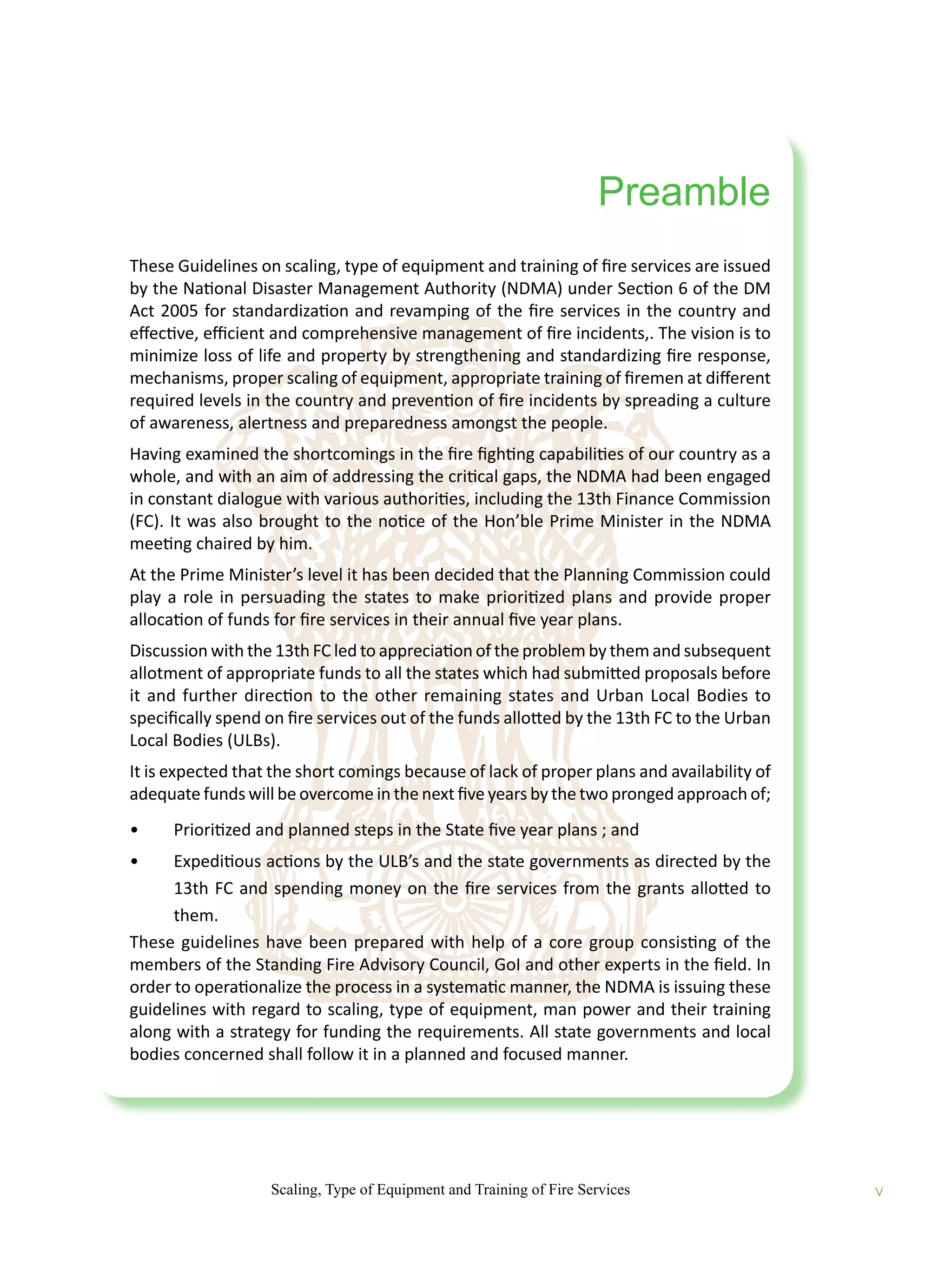 National Disaster Management Guidelines: Scaling, Type of Equipment and ...