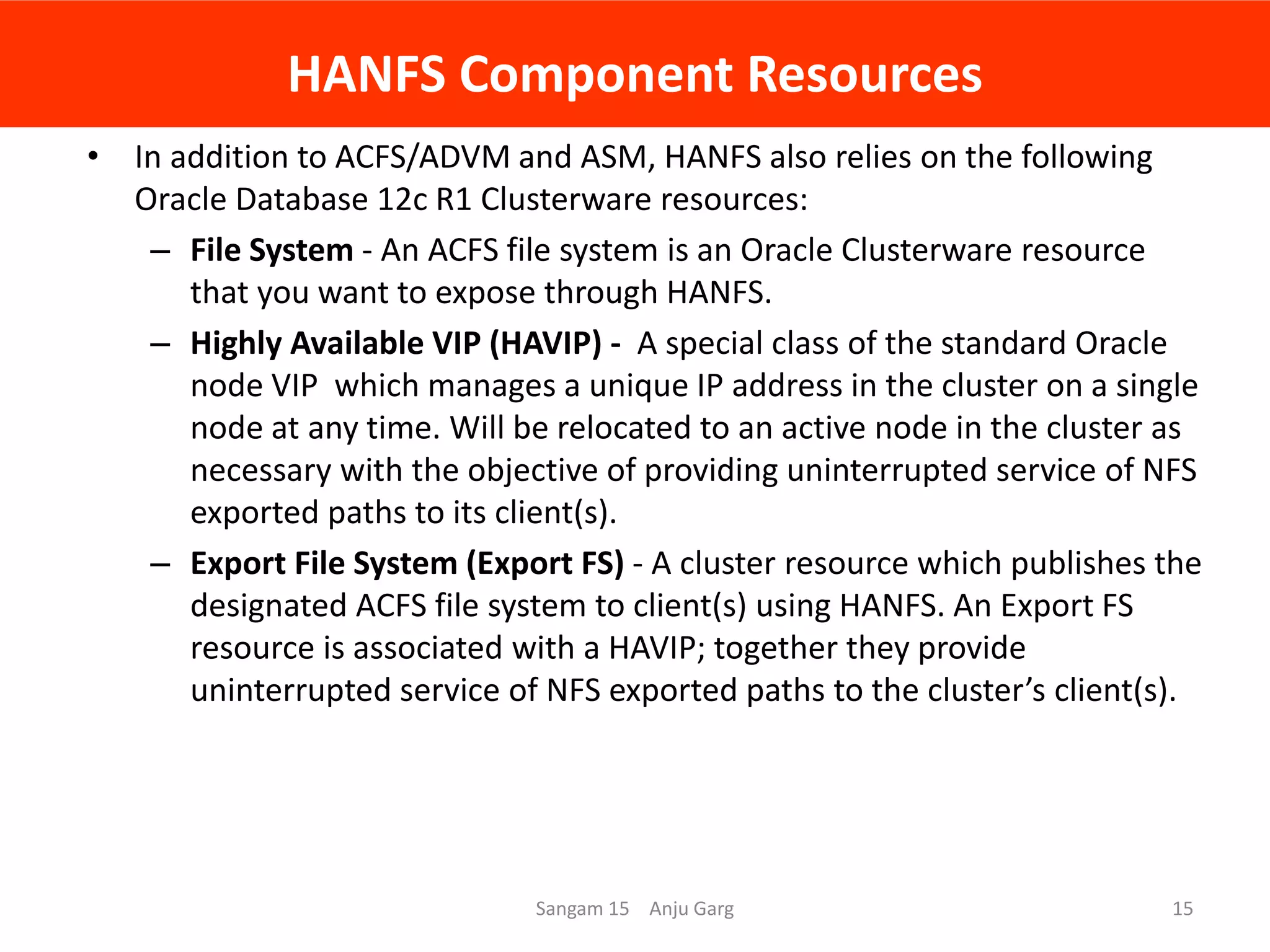 Oracle ACFS High Availability NFS Services (HANFS) | PPTX | Operating Systems | Computer ...