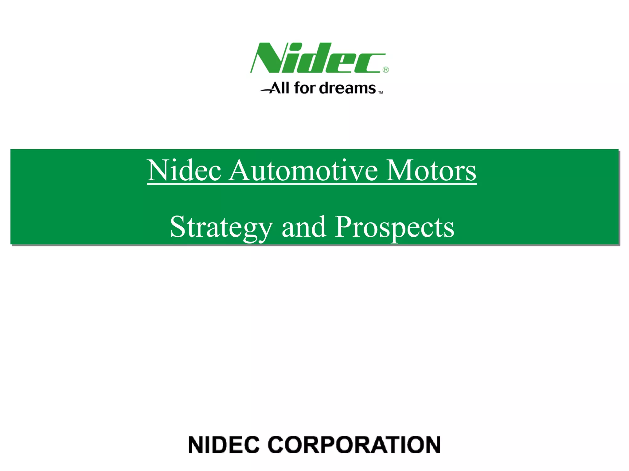 Nidec Automotive Motors Strategy and Prospects | PDF