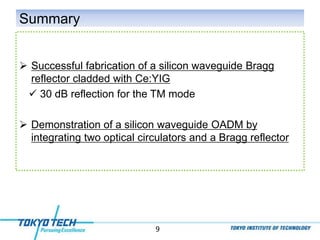 Optical Add-Drop Multiplexer Integrating Silicon Waveguide Optical Circulators and Bragg ...