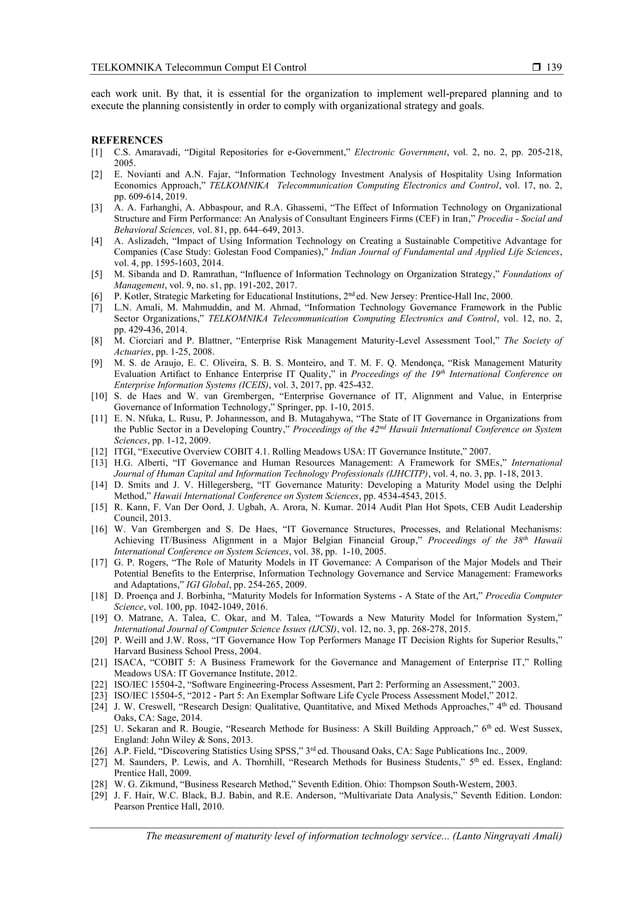 The Measurement Of Maturity Level Of Information Technology Service Based On Cobit 5 Framework Pdf
