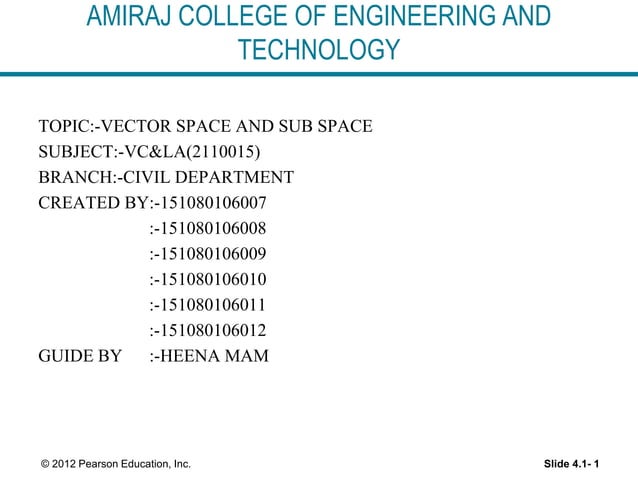 vector space and subspace | PPTX | Programming Languages | Computing