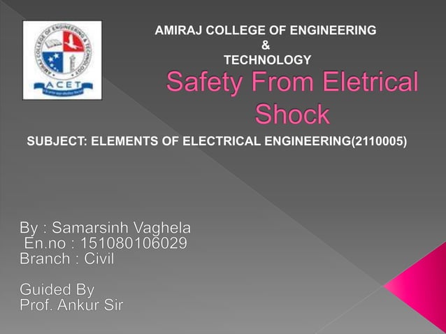 safety from electric shock | PPTX