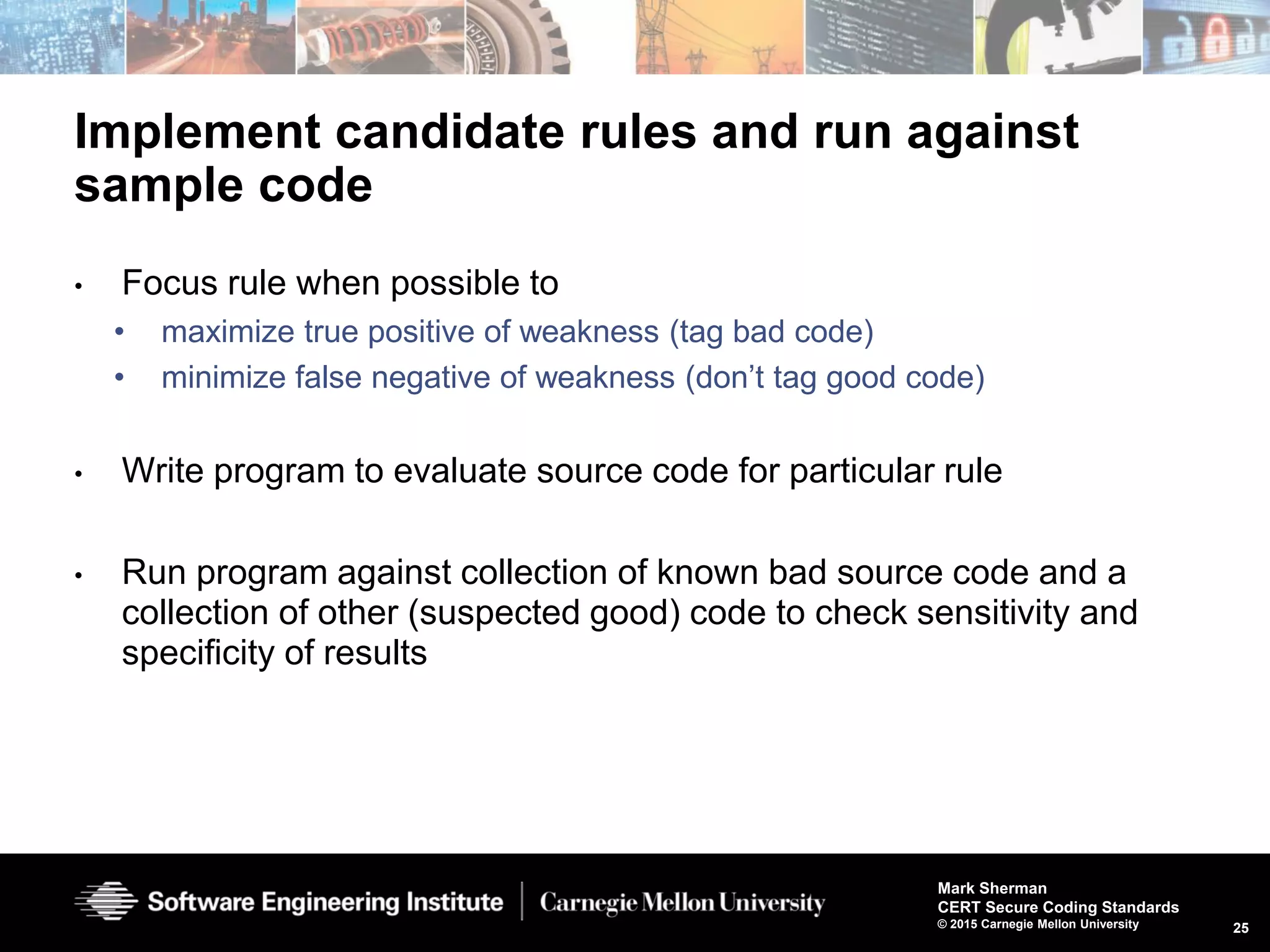 "CERT Secure Coding Standards" by Dr. Mark Sherman | PPT