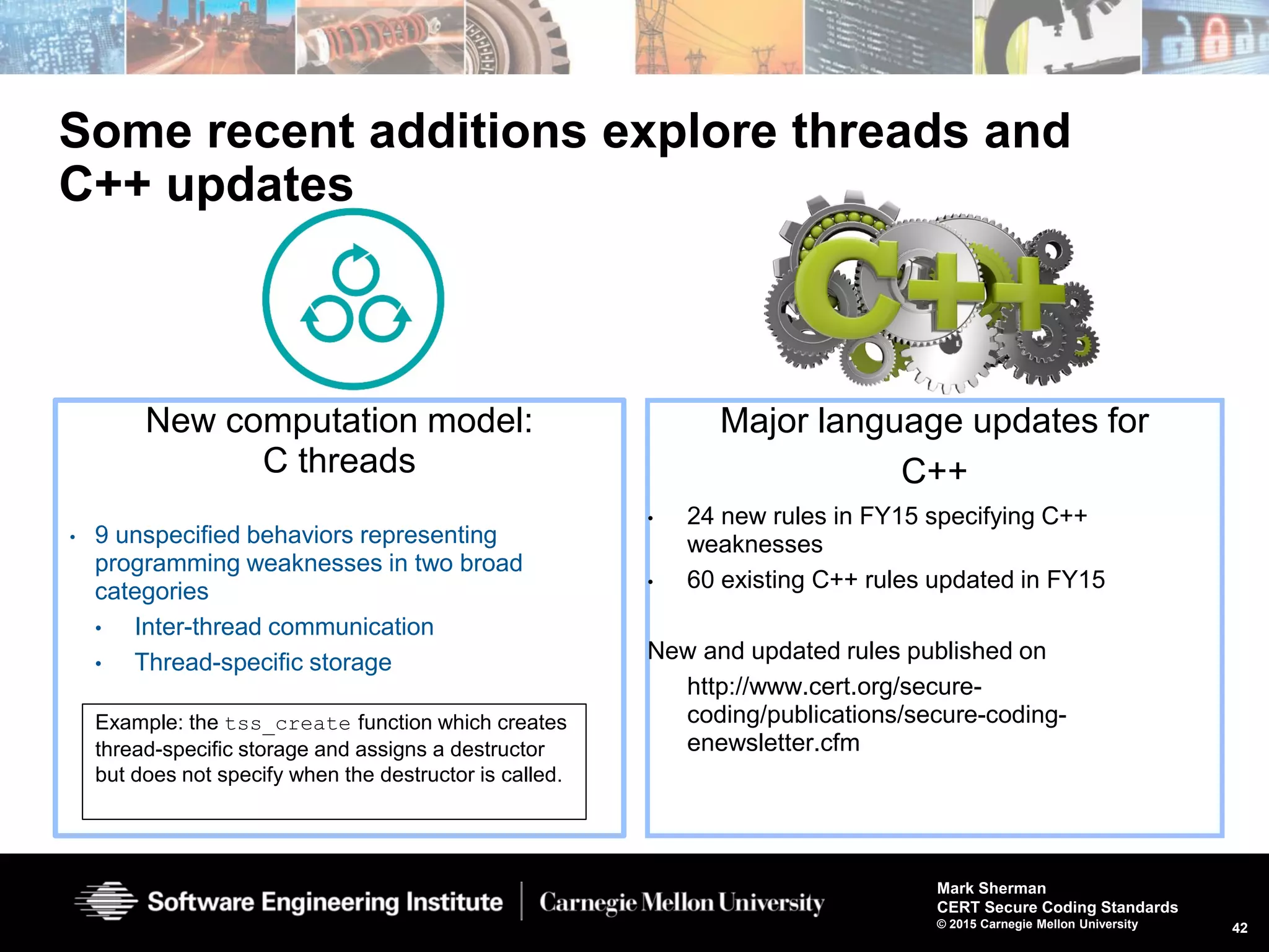 "CERT Secure Coding Standards" by Dr. Mark Sherman | PPT
