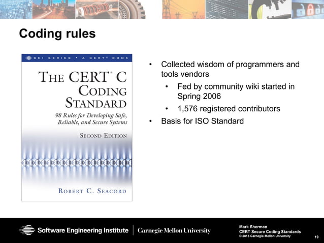 "CERT Secure Coding Standards" by Dr. Mark Sherman | PDF