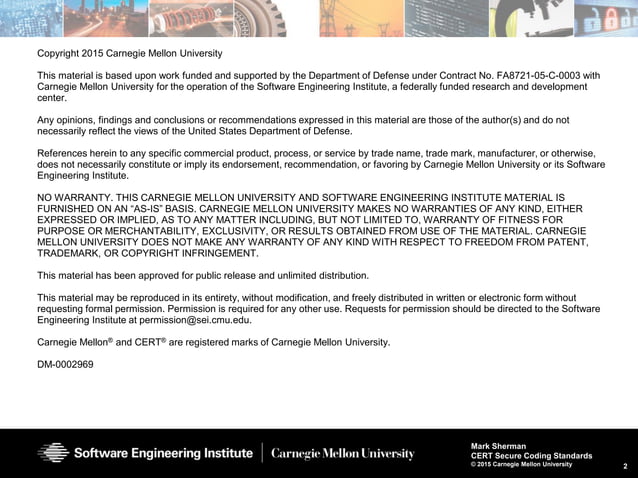 "CERT Secure Coding Standards" by Dr. Mark Sherman | PDF