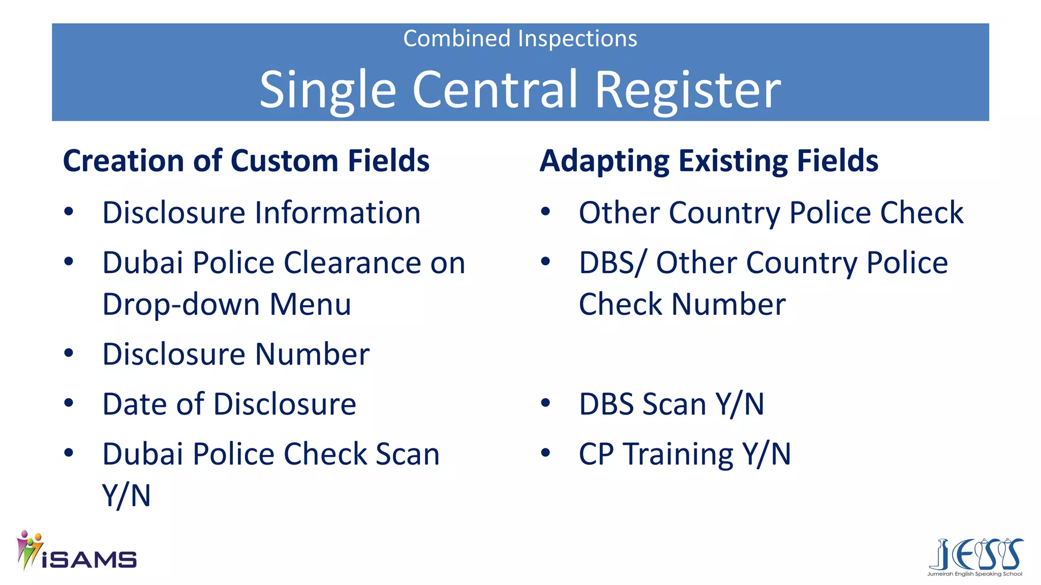 Adapting iSAMS for Dubai - How JESS is using the iSAMS HR module | PPTX