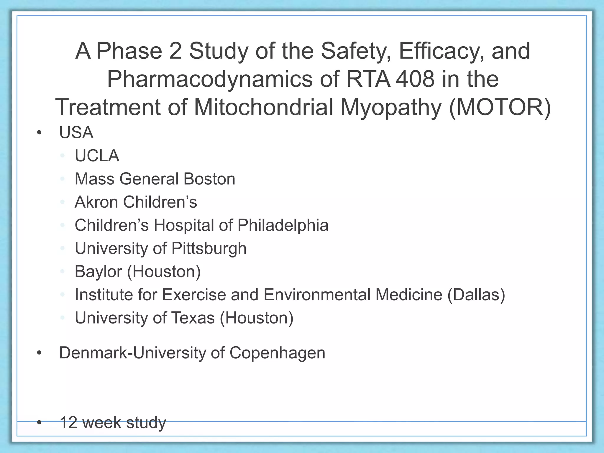 MitoAction Mitochondrial Myopathy | PPTX