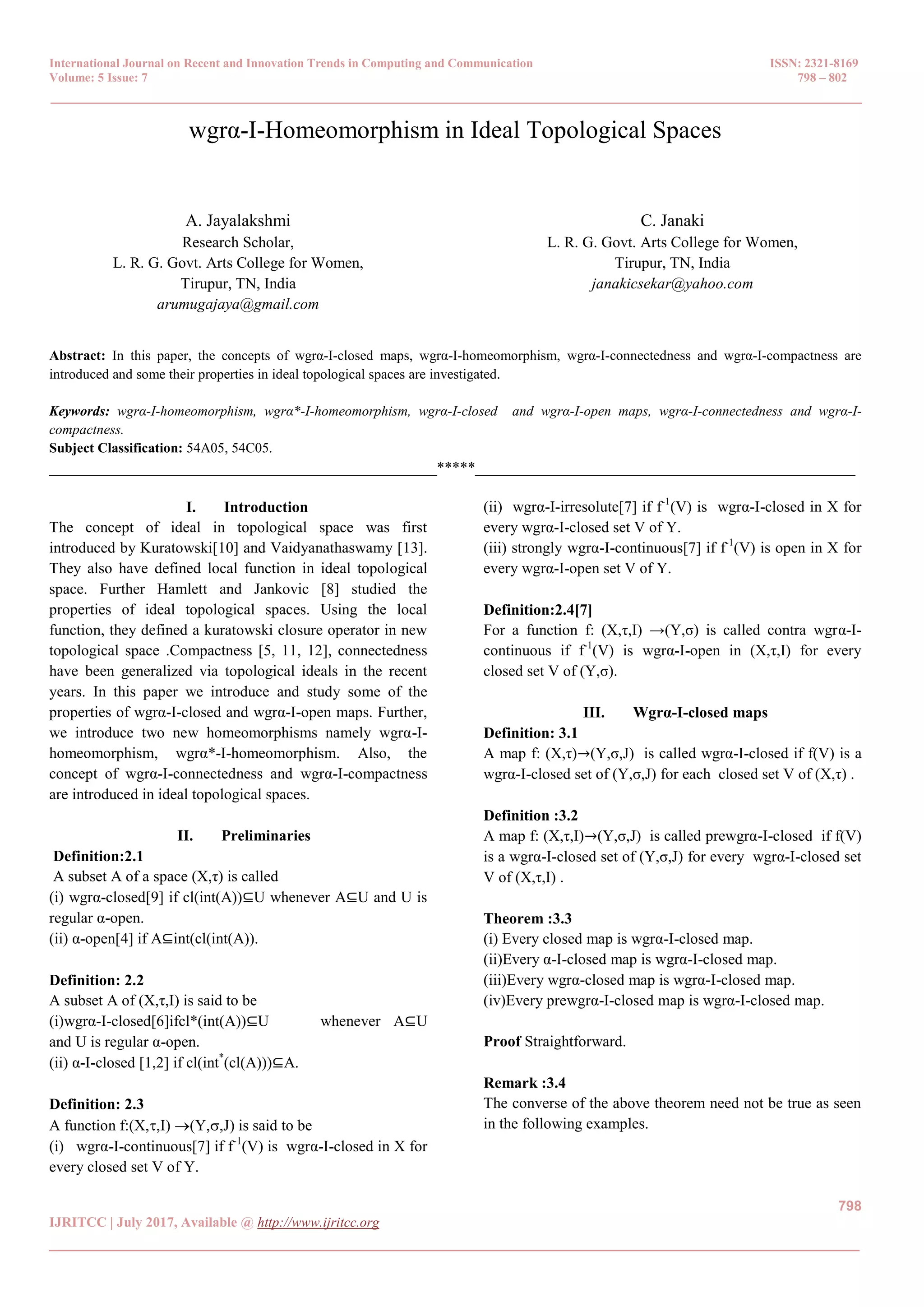 wgr?-I-Homeomorphism in Ideal Topological Spaces | PDF