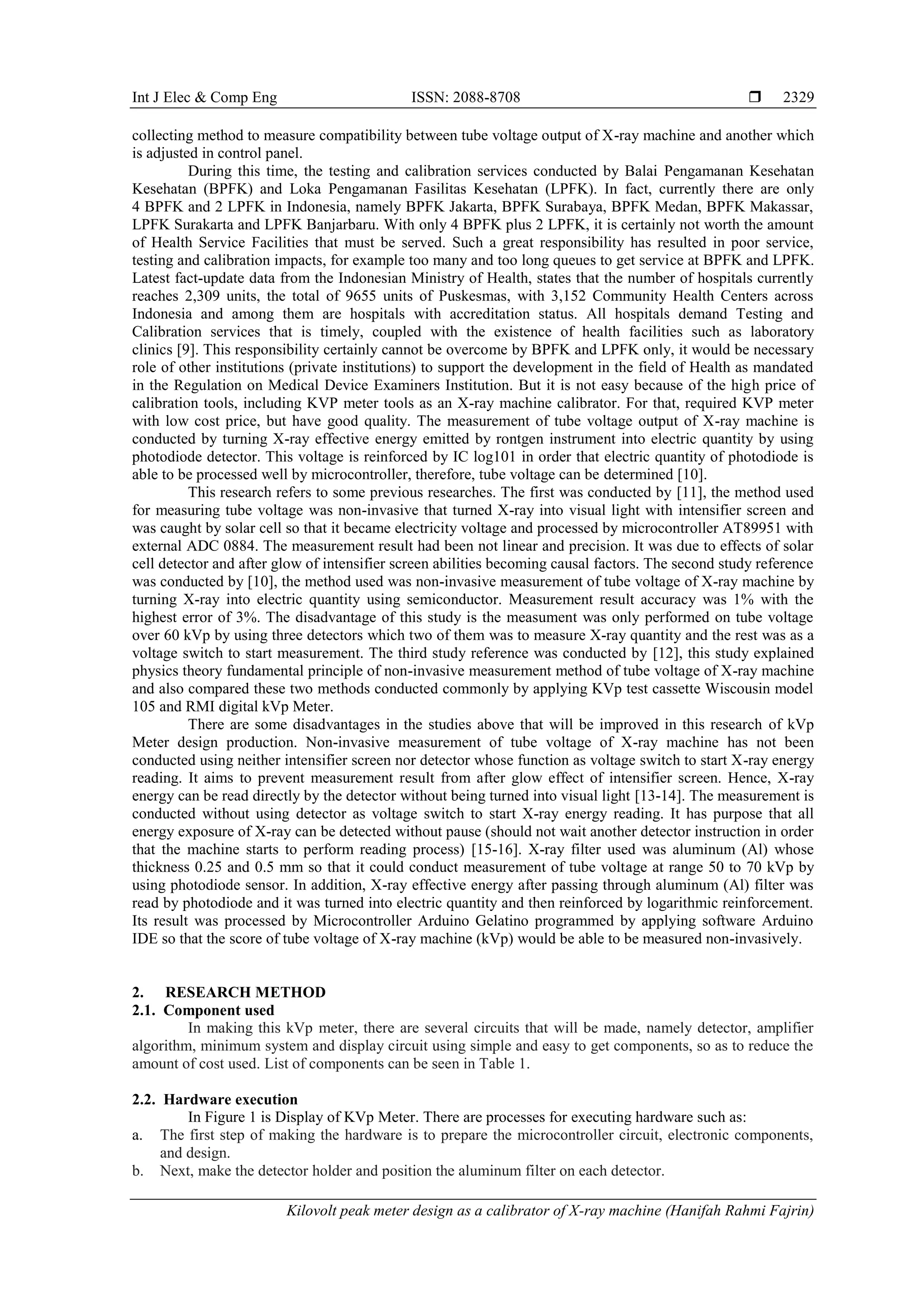 Kilovolt Peak Meter Design as a Calibrator of X-Ray Machine | PDF
