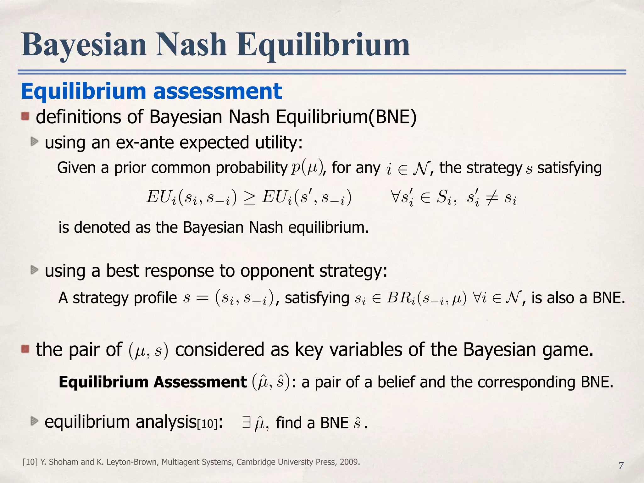 Transition Models of Equilibrium Assessment in Bayesian Game | PDF ...