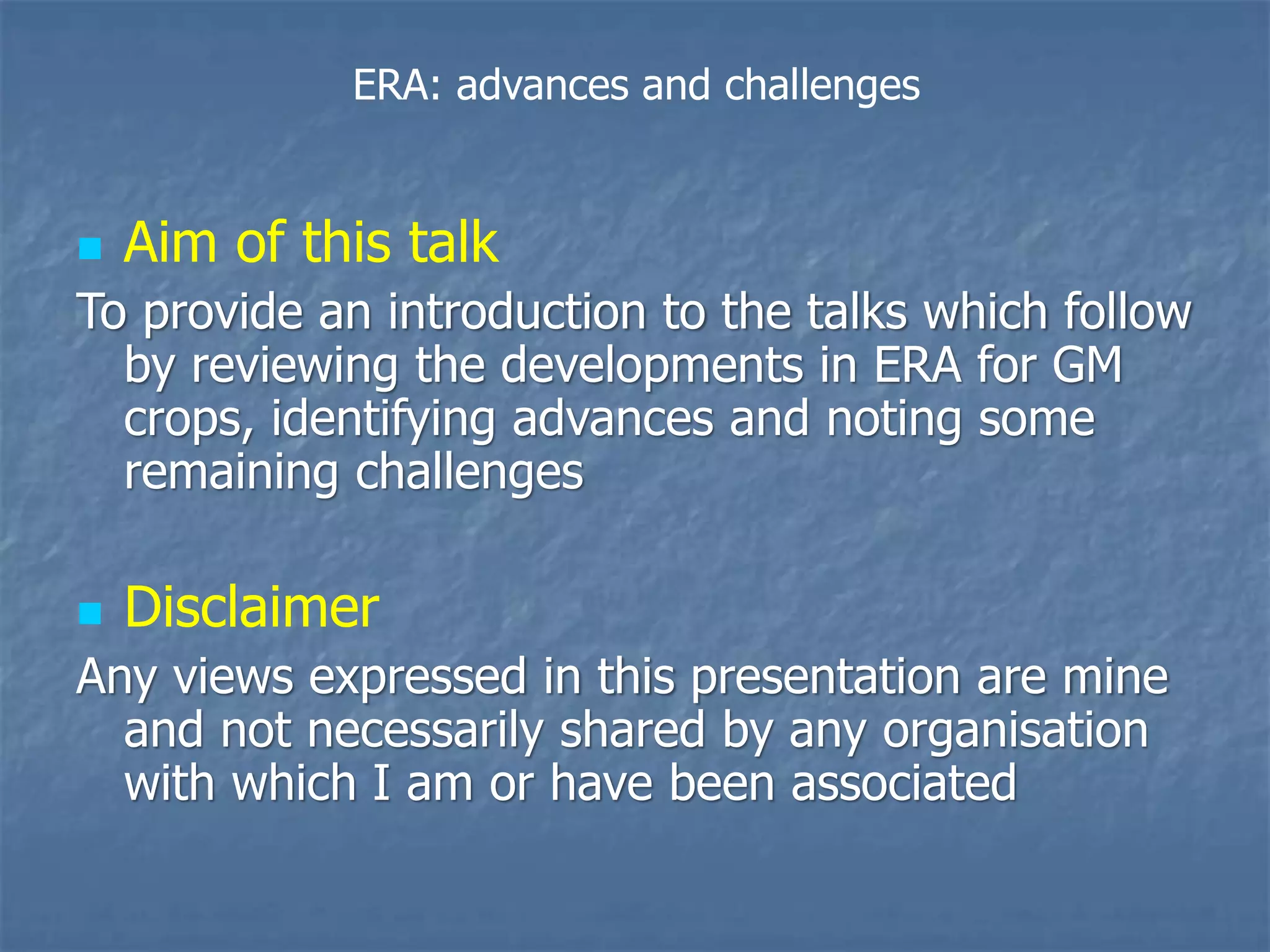 ERA: advances and challenges | PPT