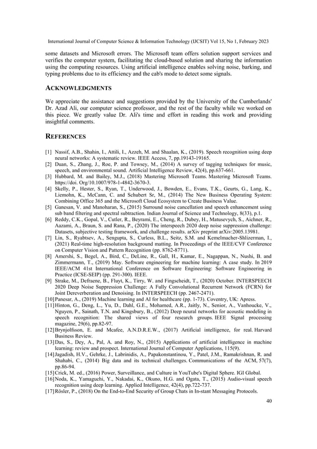 Active Noise Cancellation in Microsoft Teams Using AI & NLP Powered Algorithms | PDF