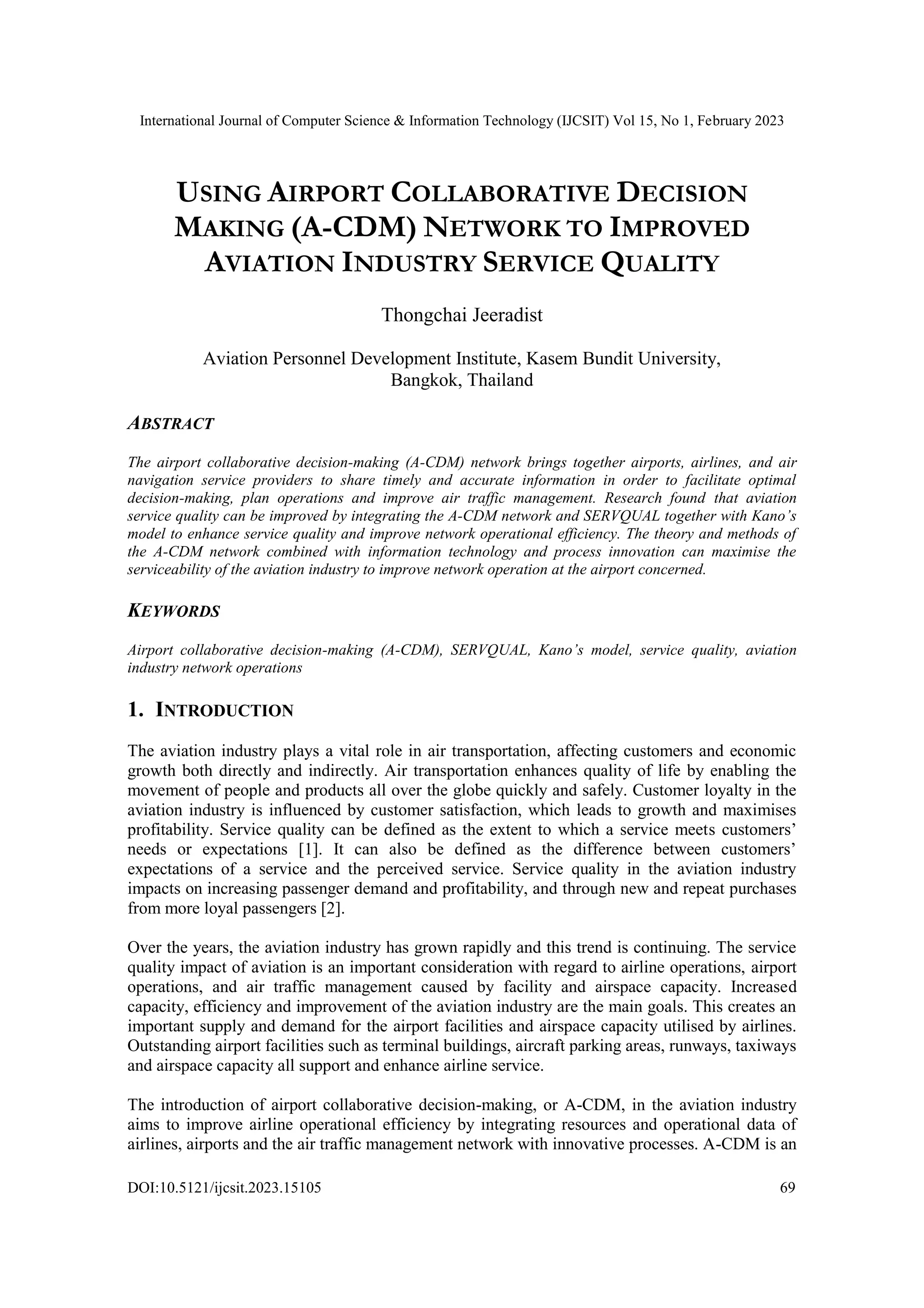 USING AIRPORT COLLABORATIVE DECISION MAKING (A-CDM) NETWORK TO IMPROVED ...