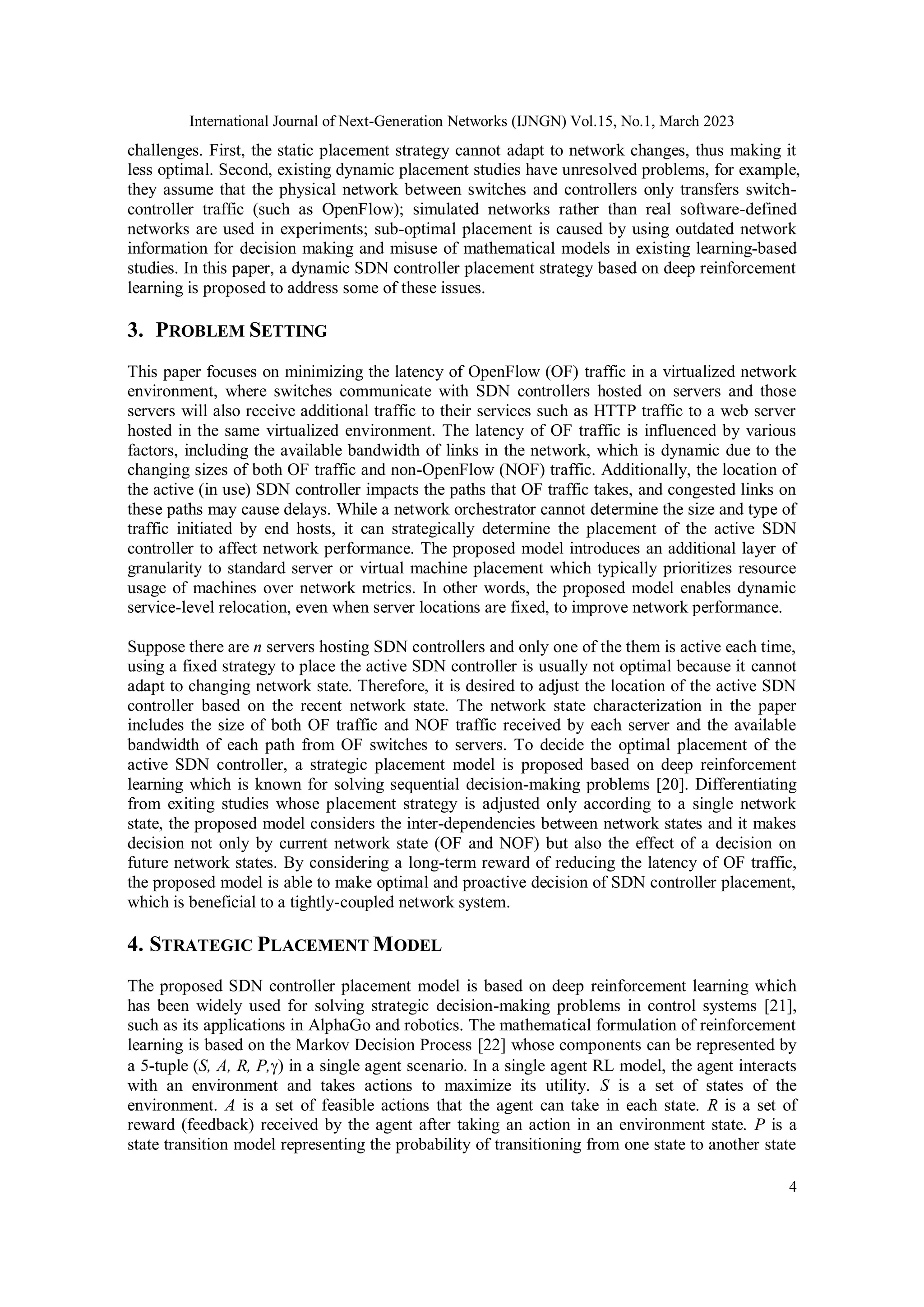 DYNAMIC SDN CONTROLLER PLACEMENT BASED ON DEEP REINFORCEMENT LEARNING | PDF