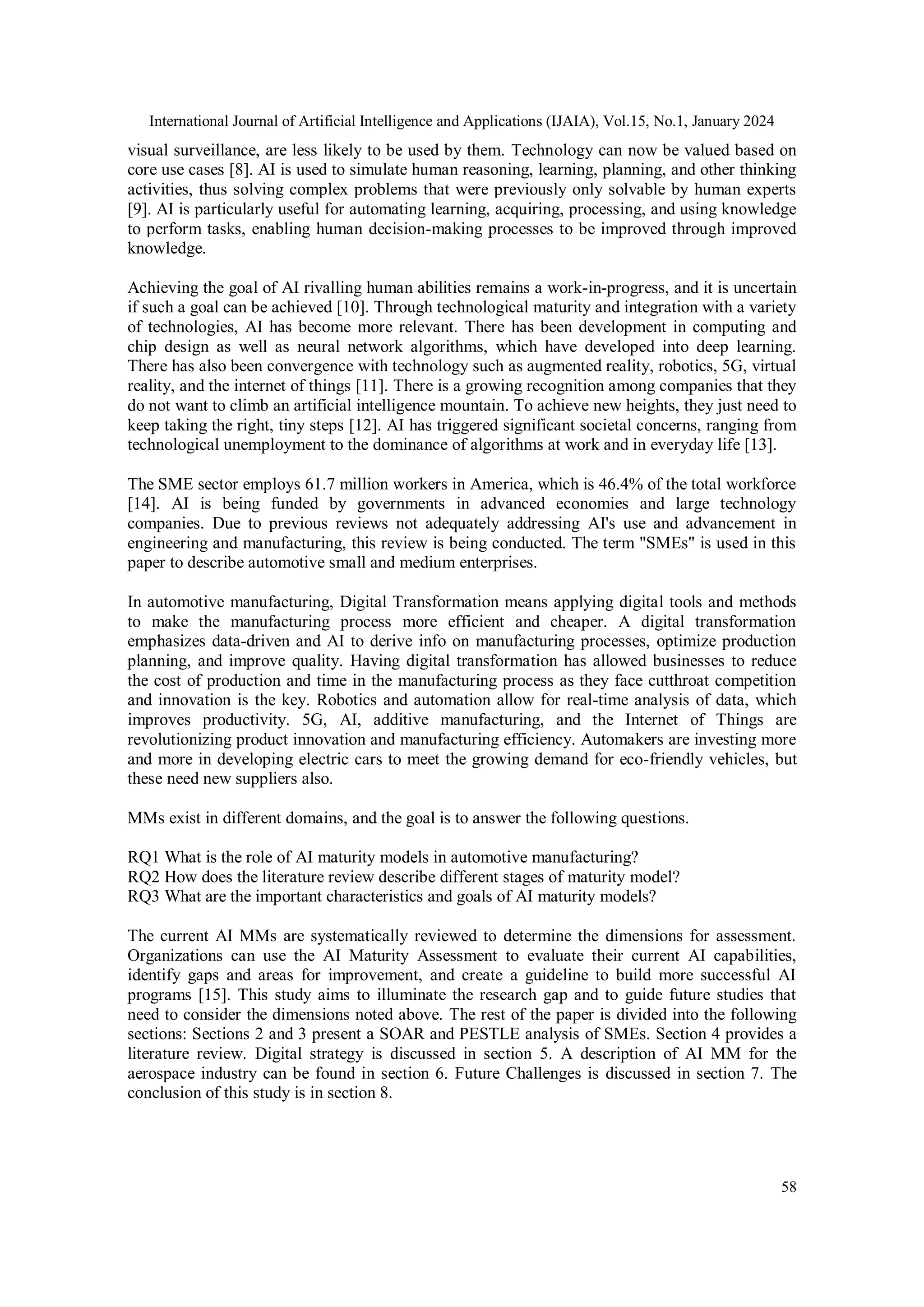 REVIEW OF AI MATURITY MODELS IN AUTOMOTIVE SME MANUFACTURING | PDF