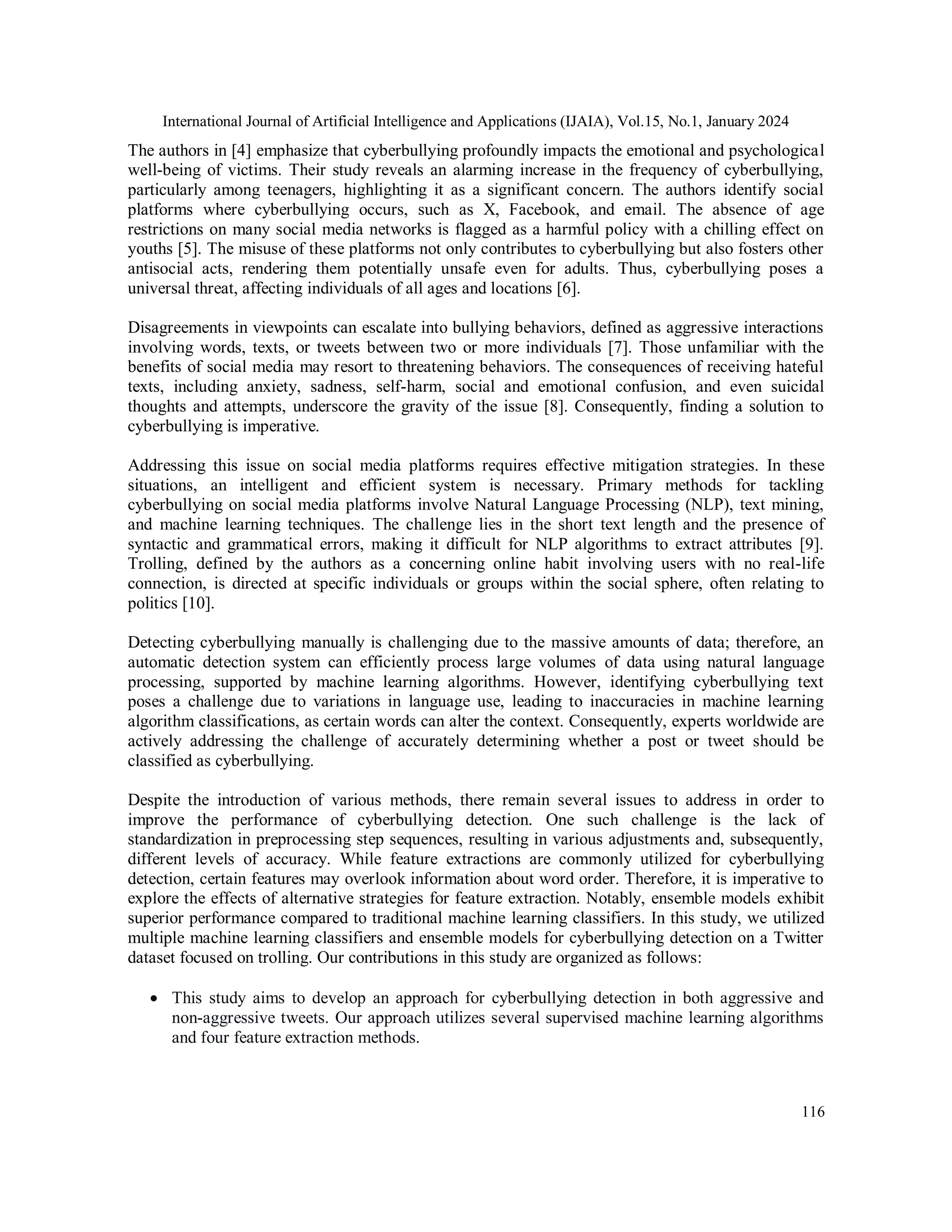 A MACHINE LEARNING ENSEMBLE MODEL FOR THE DETECTION OF CYBERBULLYING | PDF