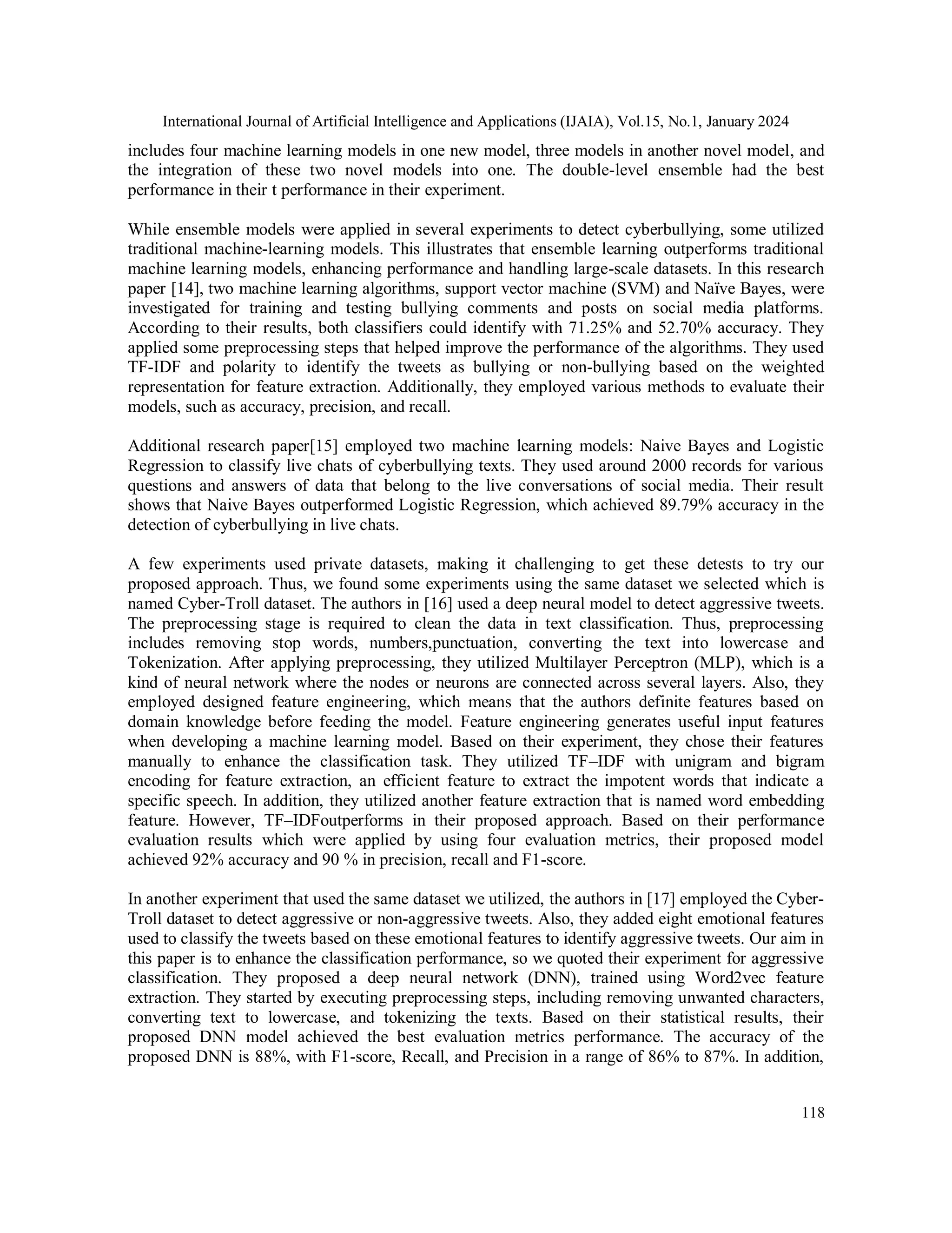 A MACHINE LEARNING ENSEMBLE MODEL FOR THE DETECTION OF CYBERBULLYING | PDF