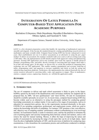 INTEGRATION OF LATEX FORMULA IN COMPUTER-BASED TEST APPLICATION FOR ...