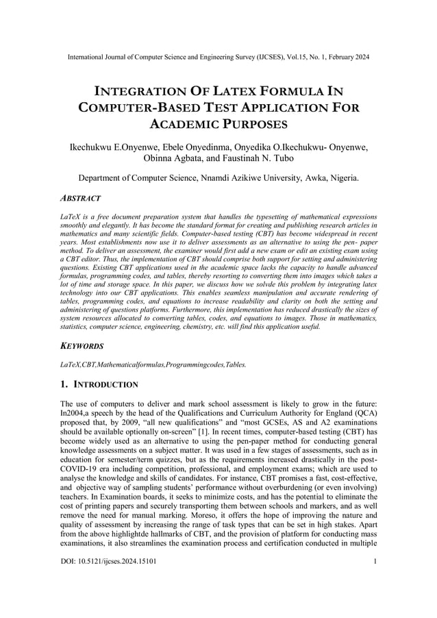 INTEGRATION OF LATEX FORMULA IN COMPUTER-BASED TEST APPLICATION FOR ...