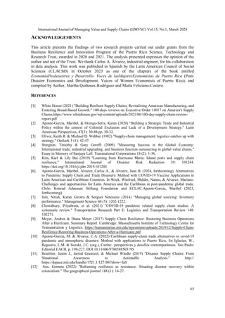 VALUE AND SUPPLY CHAINS IN INTERNATIONAL TRADE. PUERTO RICO AMIDST ...