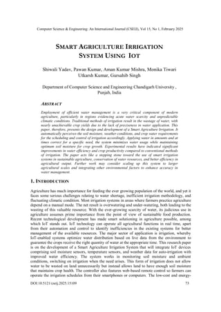 Smart Agriculture Irrigation System using IoT | PDF