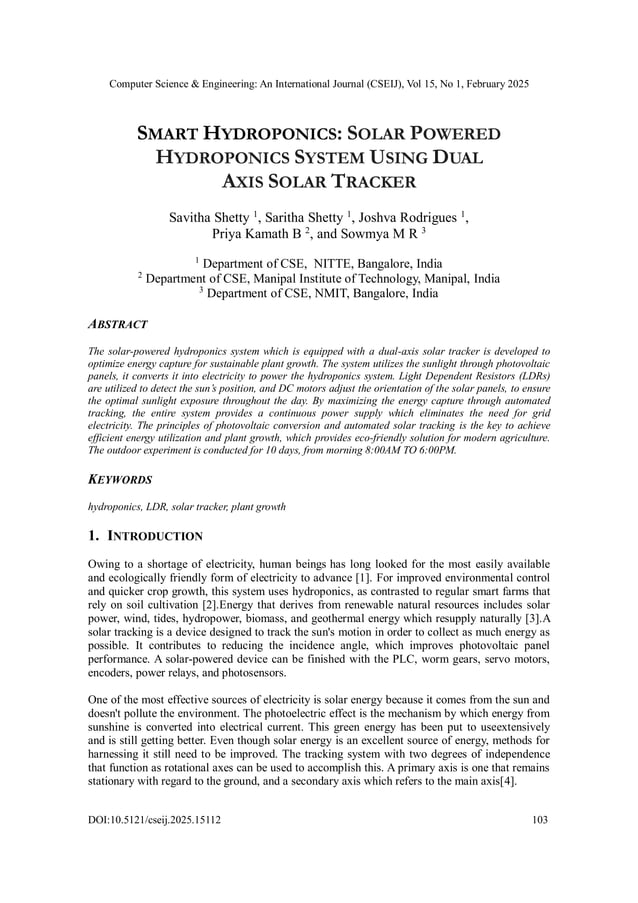 Smart Hydroponics: Solar Powered Hydroponics System using Dual Axis ...