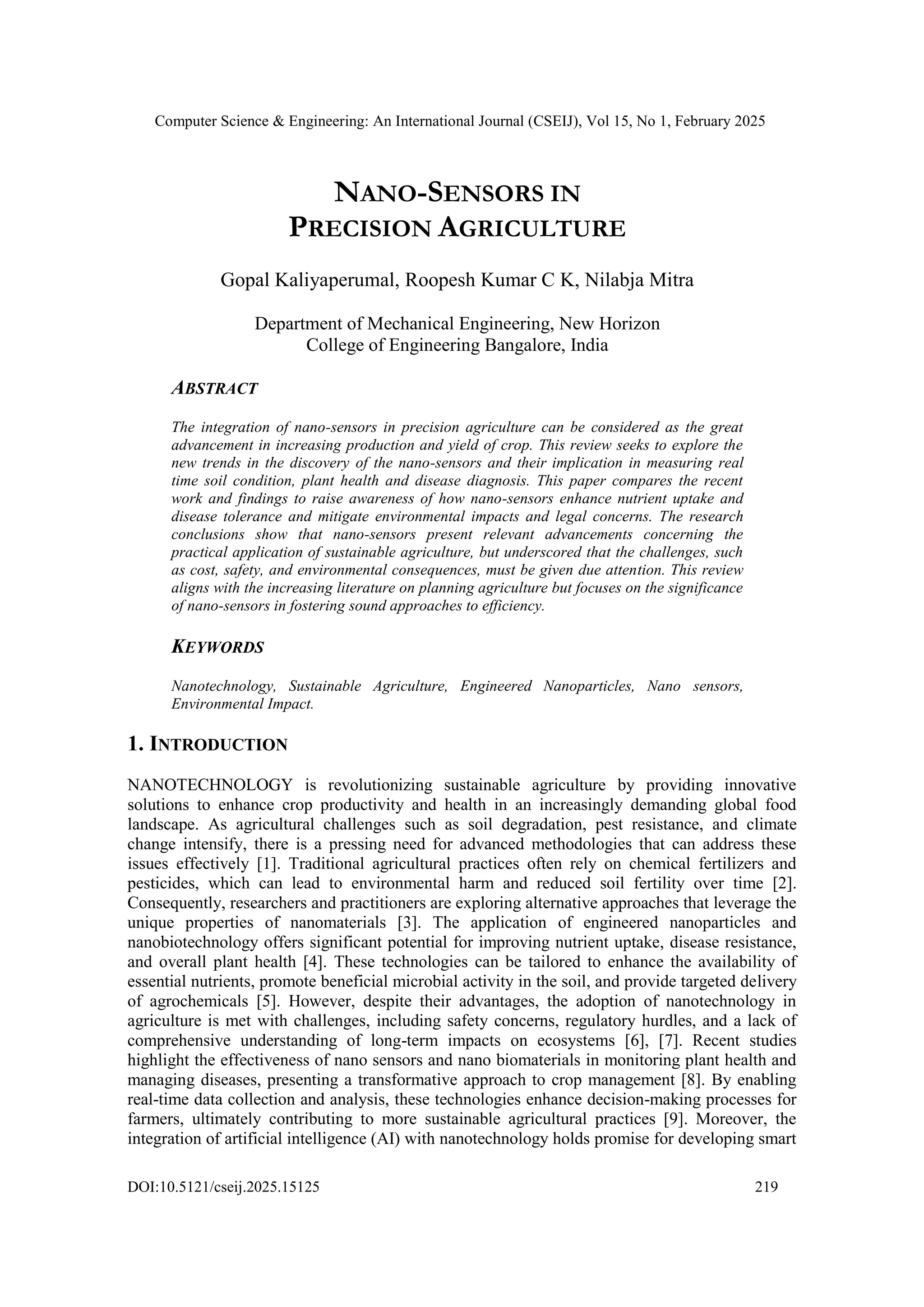 Nano-sensors in Precision Agriculture - cseij | PDF