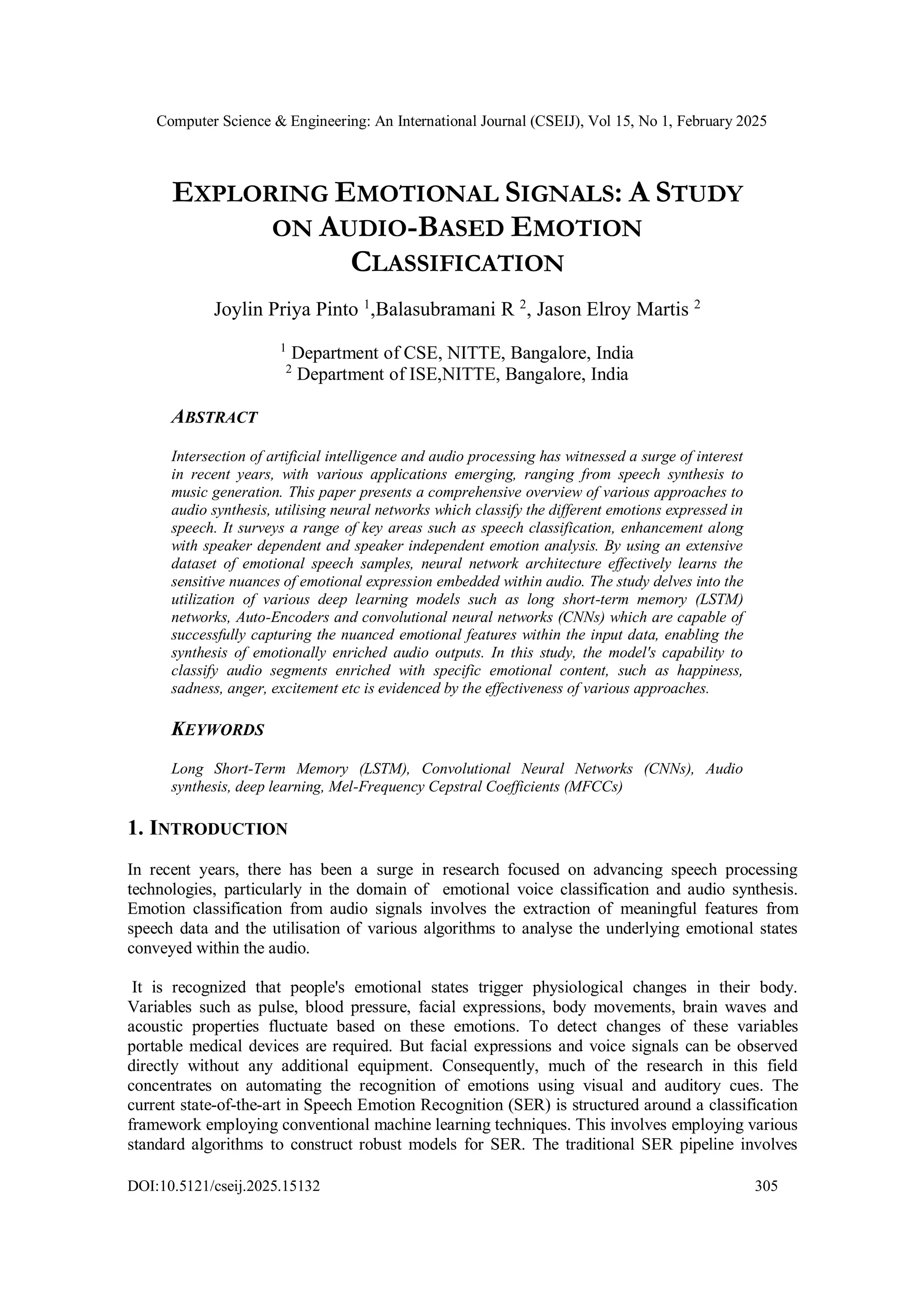 Exploring Emotional Signals: A Study on Audio-based Emotion ...