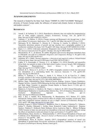 IMPACT OF LATITUDE ON SEXUAL SIZE DIMORPHISM IN GROUND BEETLE POECILUS ...